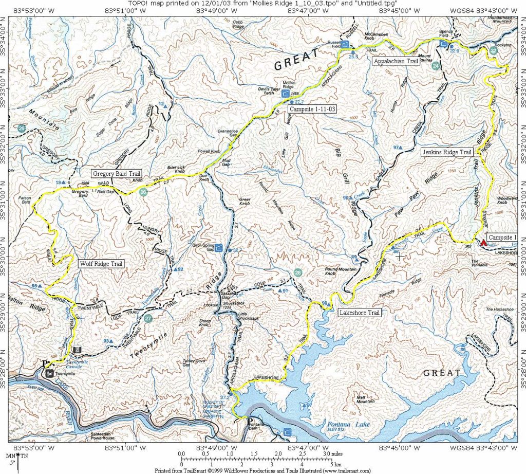 Smokies Mollies Ridge-Gregory Bald Detail Map | N2Backpacking